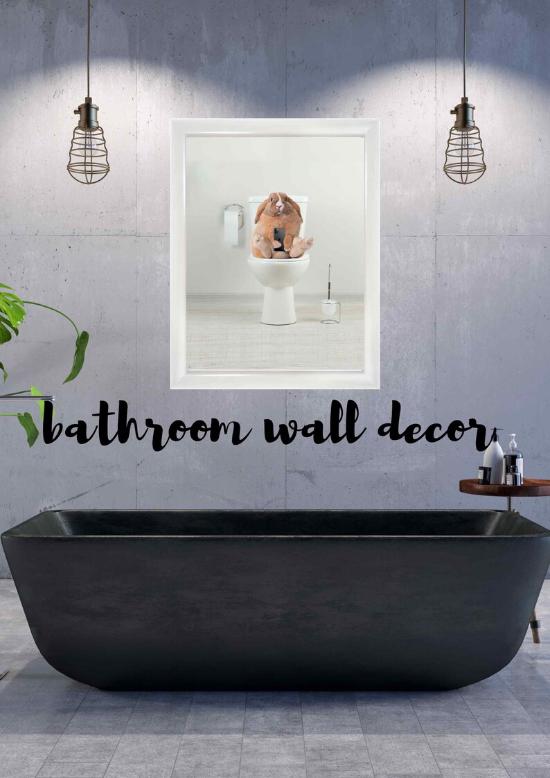 Cute Bunny Print With Phone Funny Rabbit Wall Art Cheeky - Etsy
