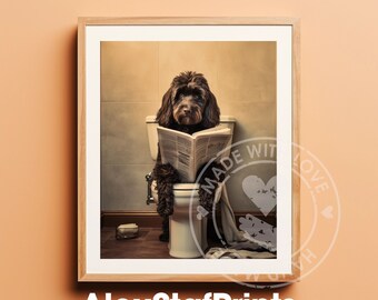 Funny Cockapoo Wall Art, Funny Bathroom Print, Toilet Poster, Bathroom ...