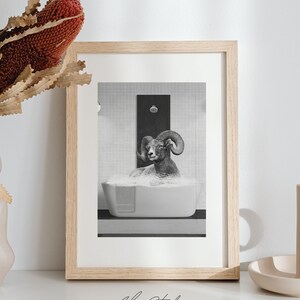 Bathroom Prints, Sheep in Bathtub Print, Sheep on Toilet Art, Funny ...