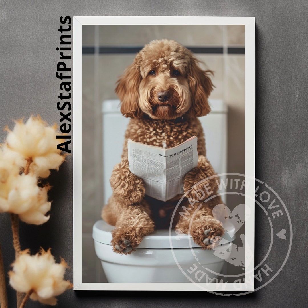 Caramel Cockapoo Wall Art, Funny Bathroom Print, Toilet Poster ...