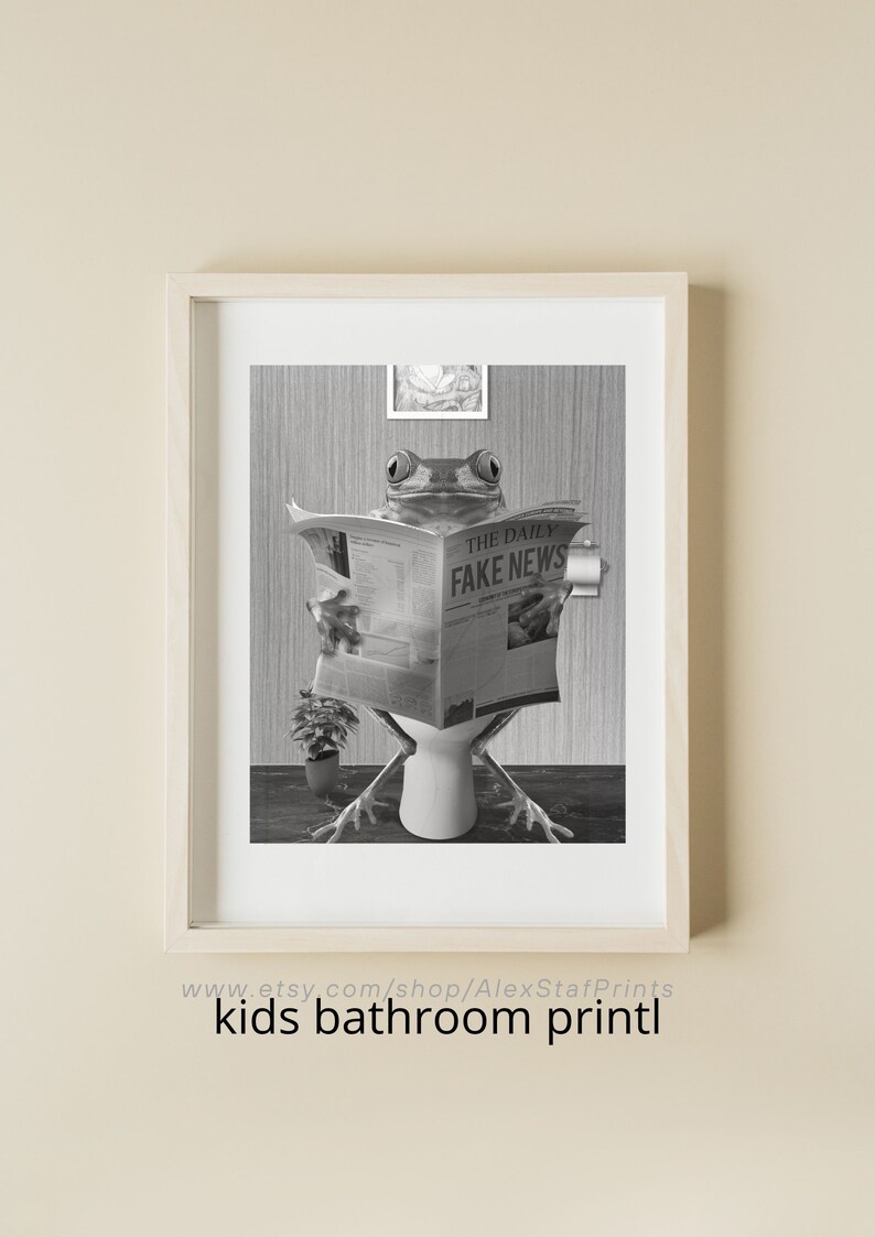 Frog Taking a Bath Frog Print Funny Bathroom Art Frog in - Etsy