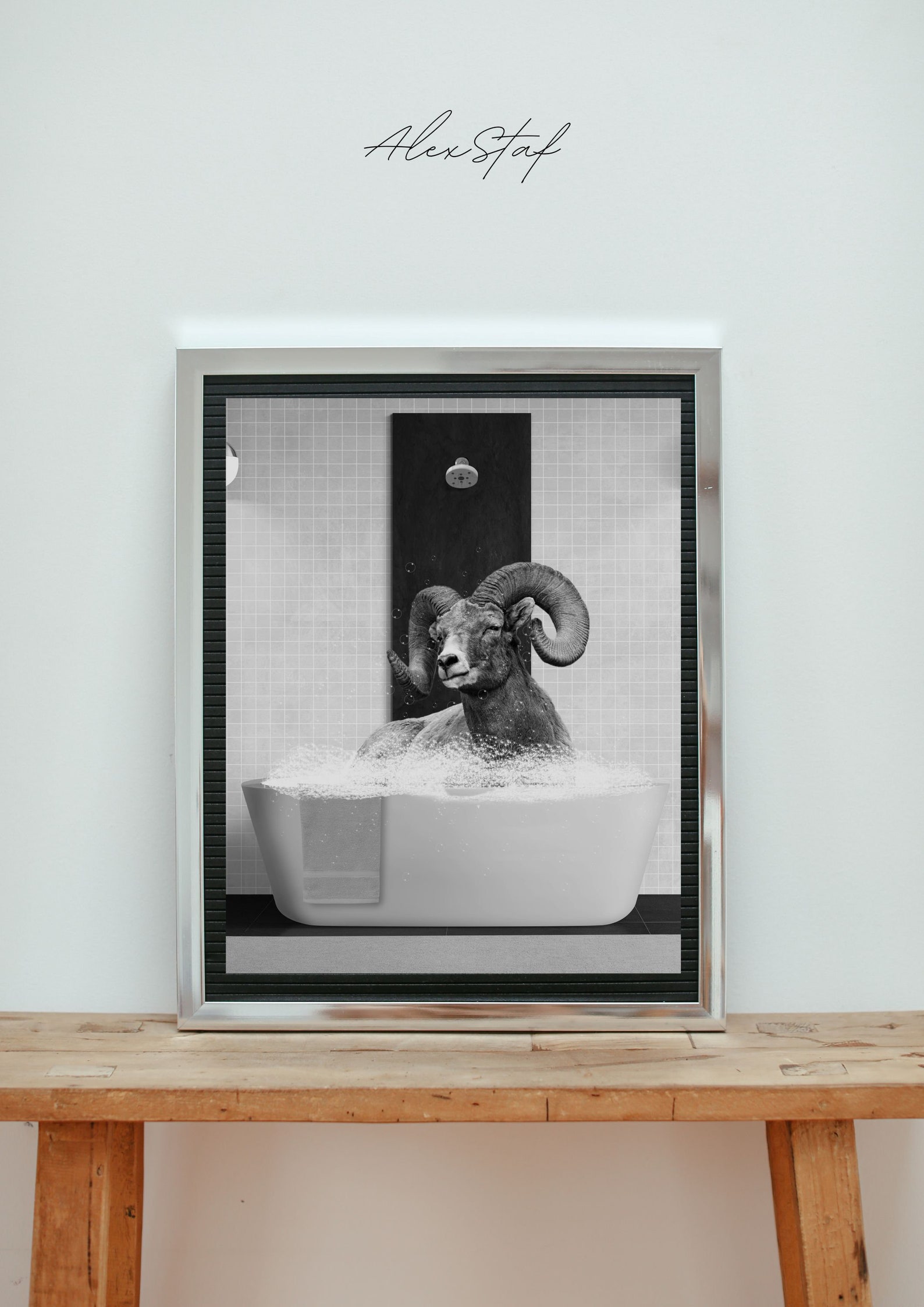 Bathroom Prints, Sheep in Bathtub Print, Sheep on Toilet Art, Funny ...
