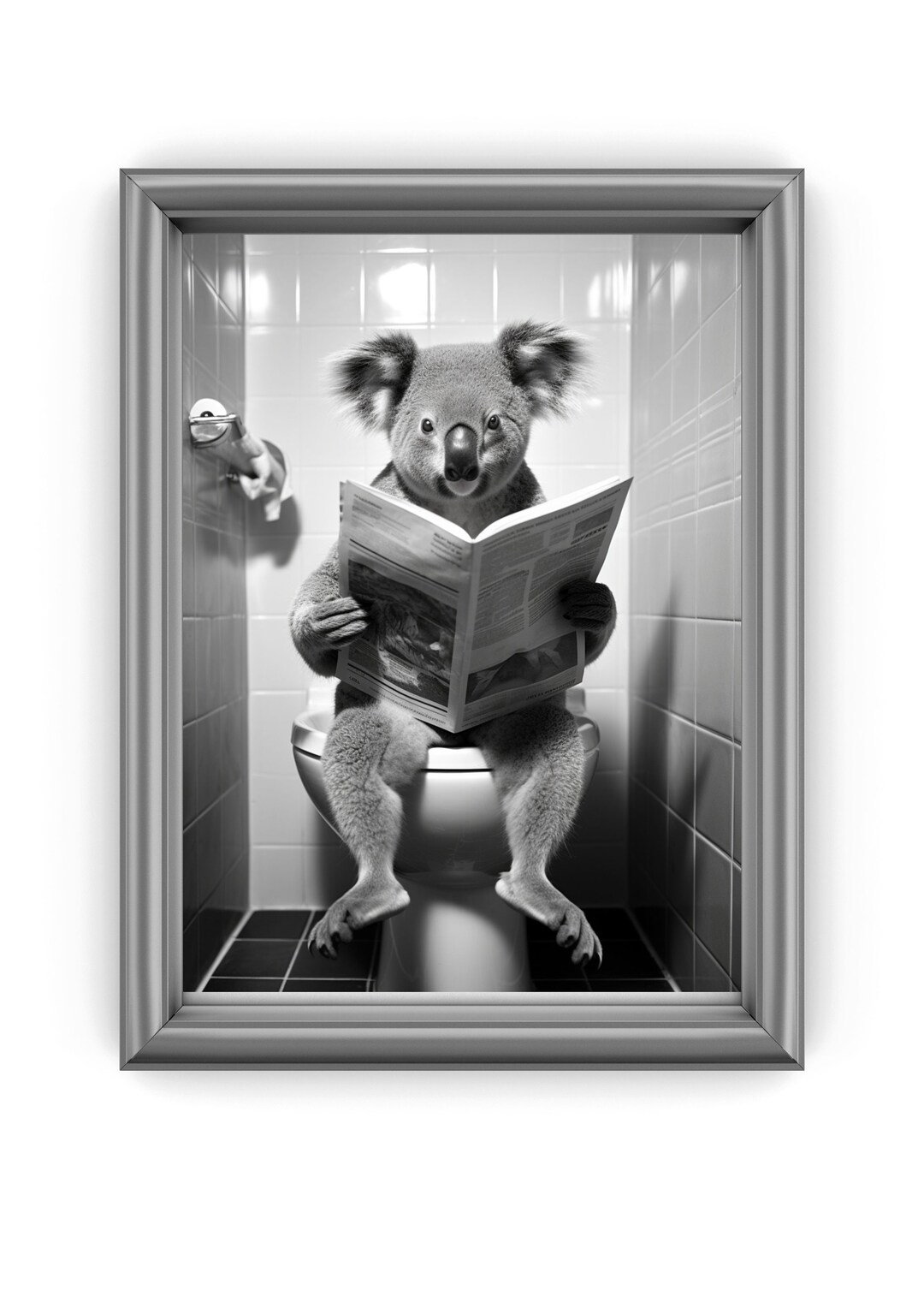 FUNNY BATHROOM PRINT Koala, Koala in Toilet,kids Bathroom Print, Animal ...