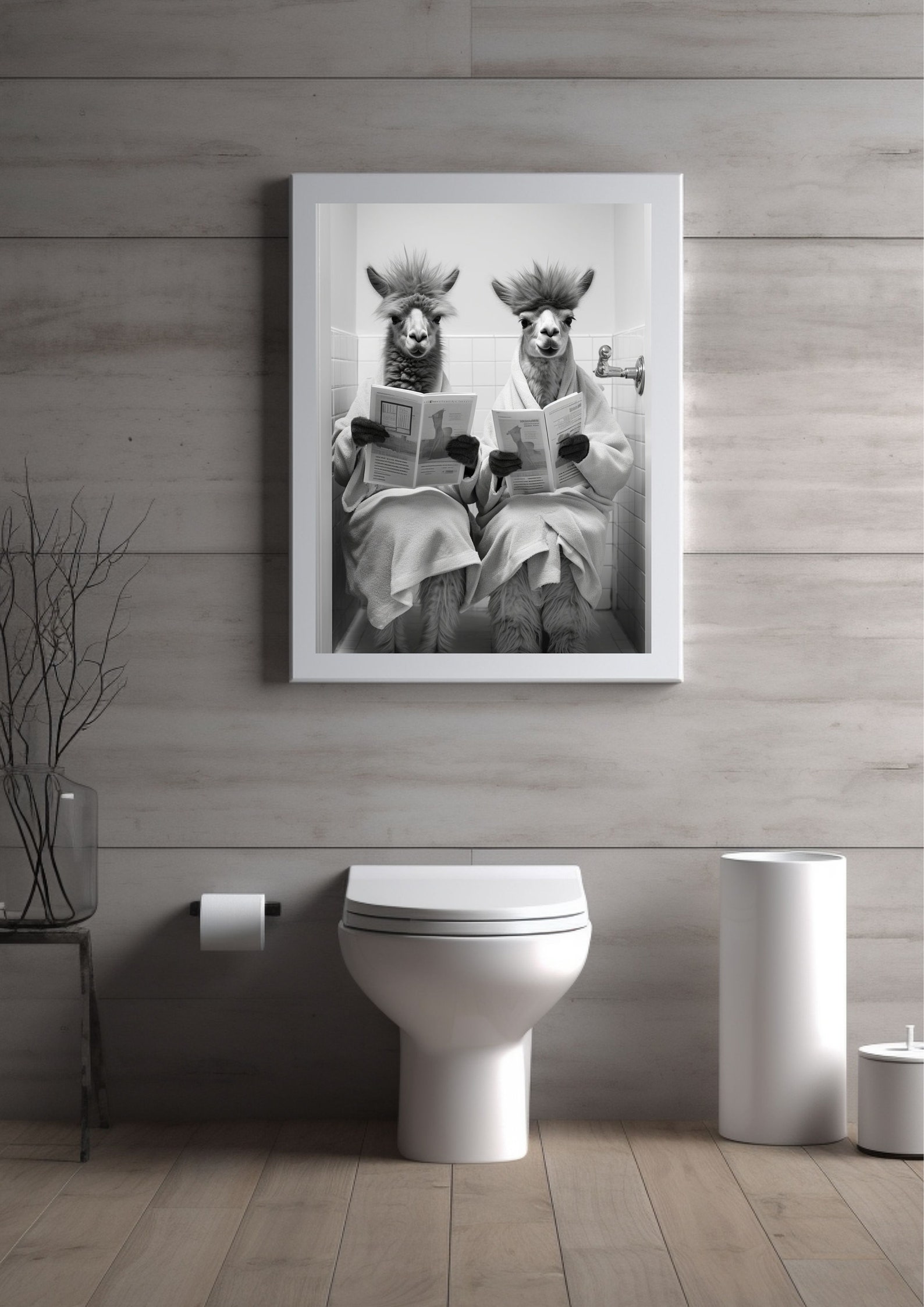 Alpaca Sitting on Toilet Bathroom Humor Funny Bathroom - Etsy