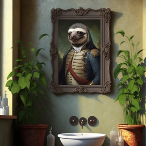 Sloth Napoleon Painting .sloth Wall Art, Funny Bathroom Print, Poster ...