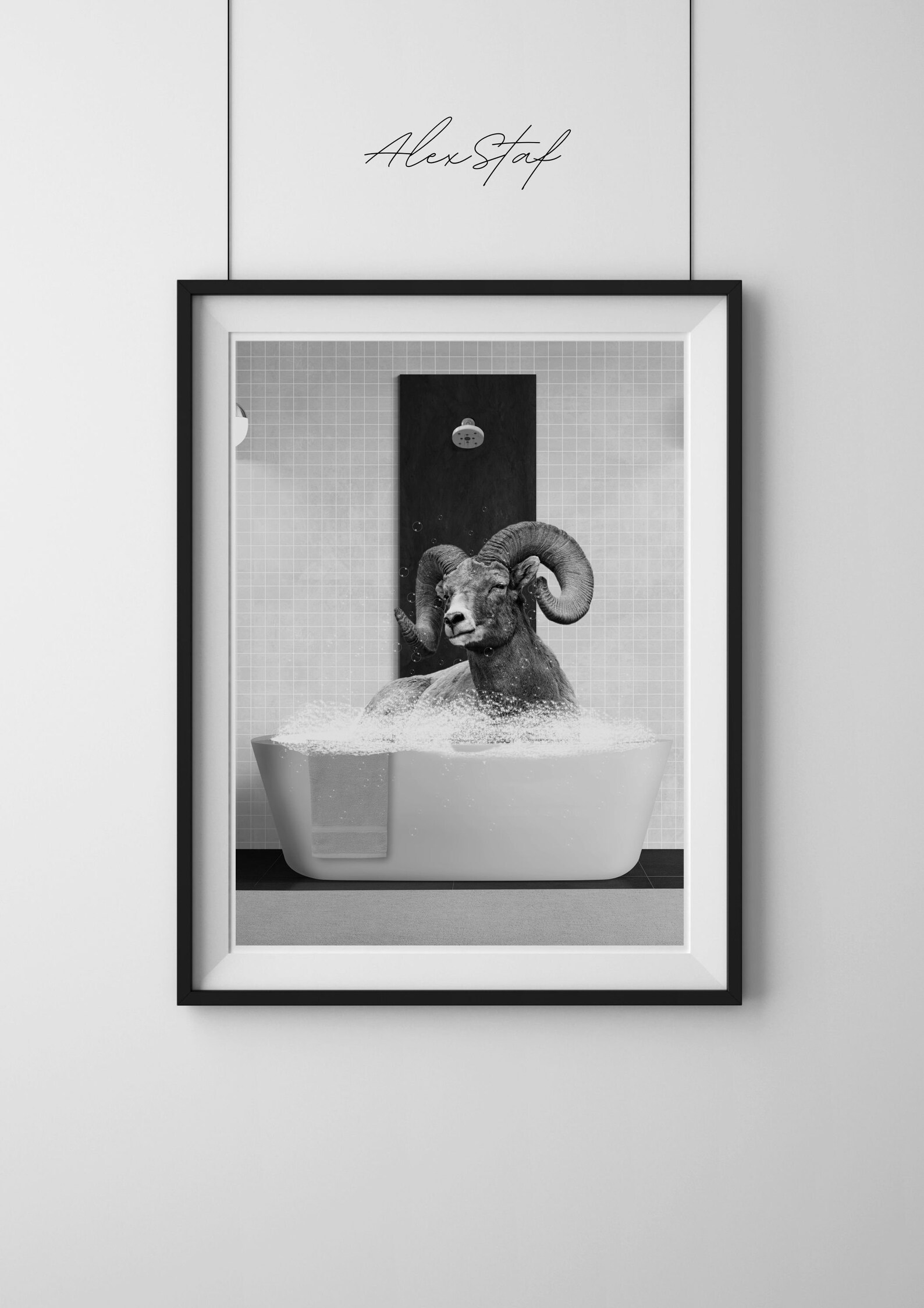 Bathroom Prints, Sheep in Bathtub Print, Sheep on Toilet Art, Funny ...