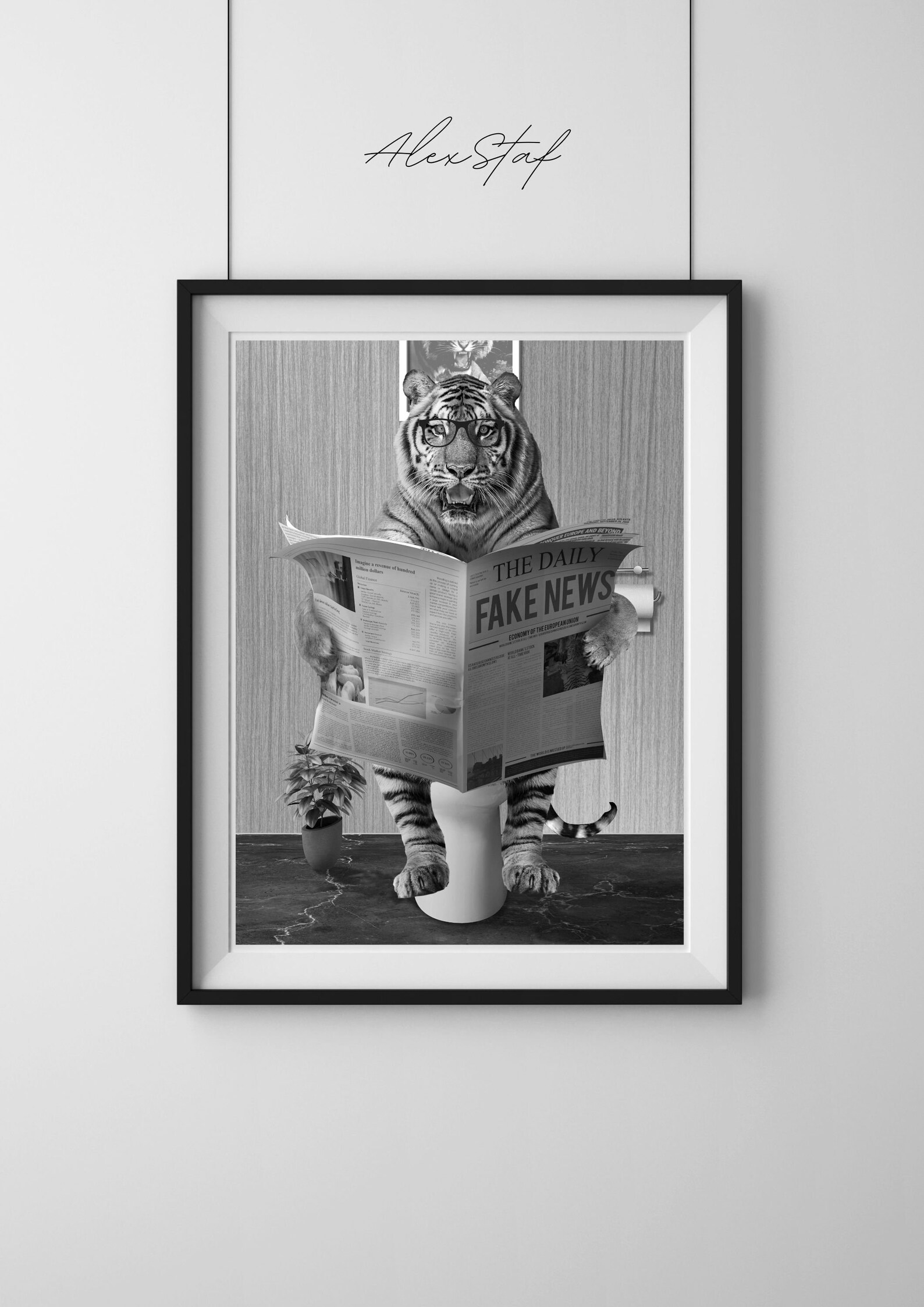 Tiger in Bathroom Printable Bathroom Tiger Funny Bathroom - Etsy