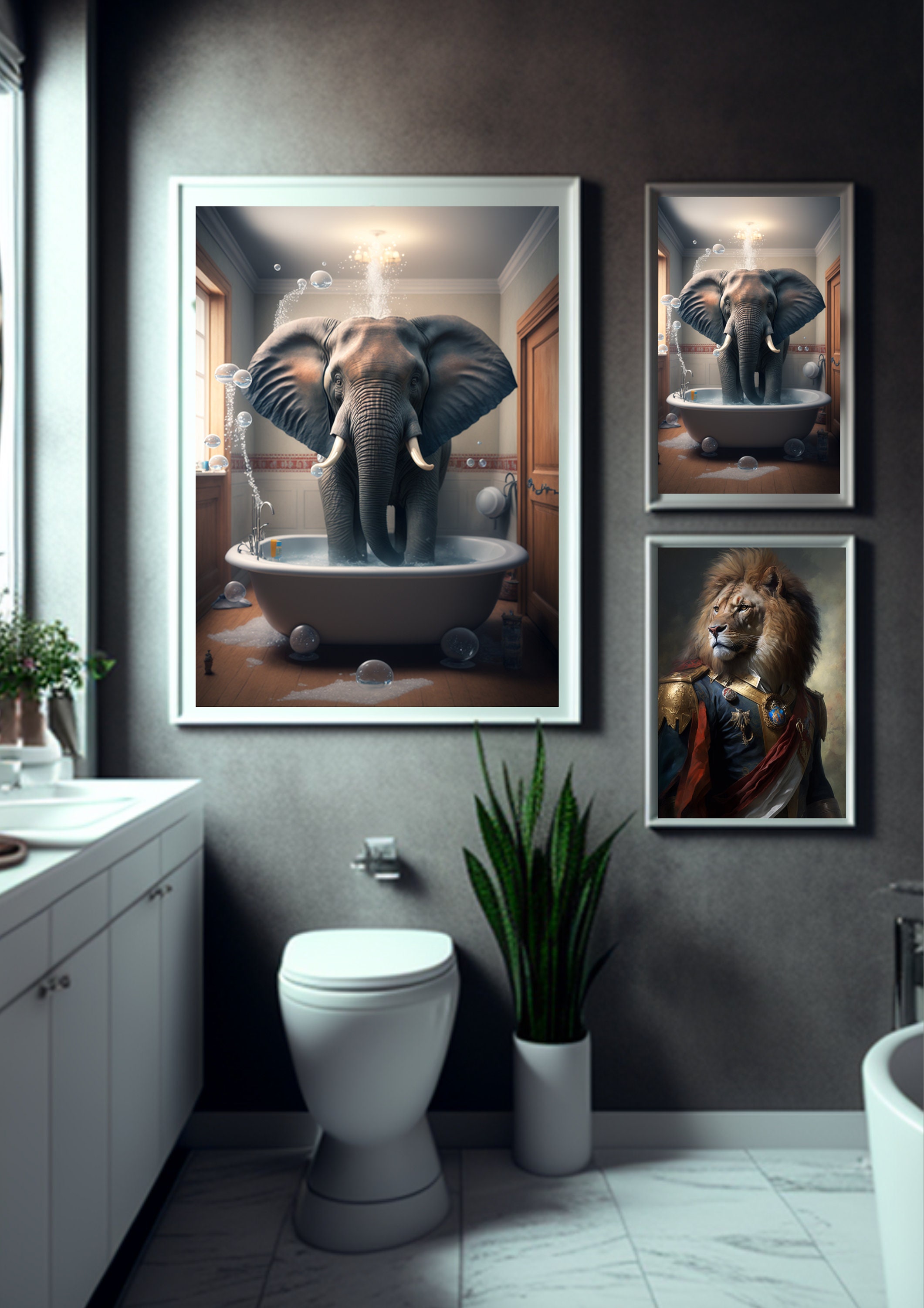 Bathroom Art Elephant Wall Art Bathroom Wall Art Bathroom - Etsy