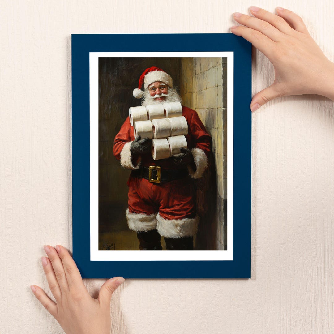 Funny Santa Bathroom Art With Vintage Christmas Vibes, Perfect for Your ...