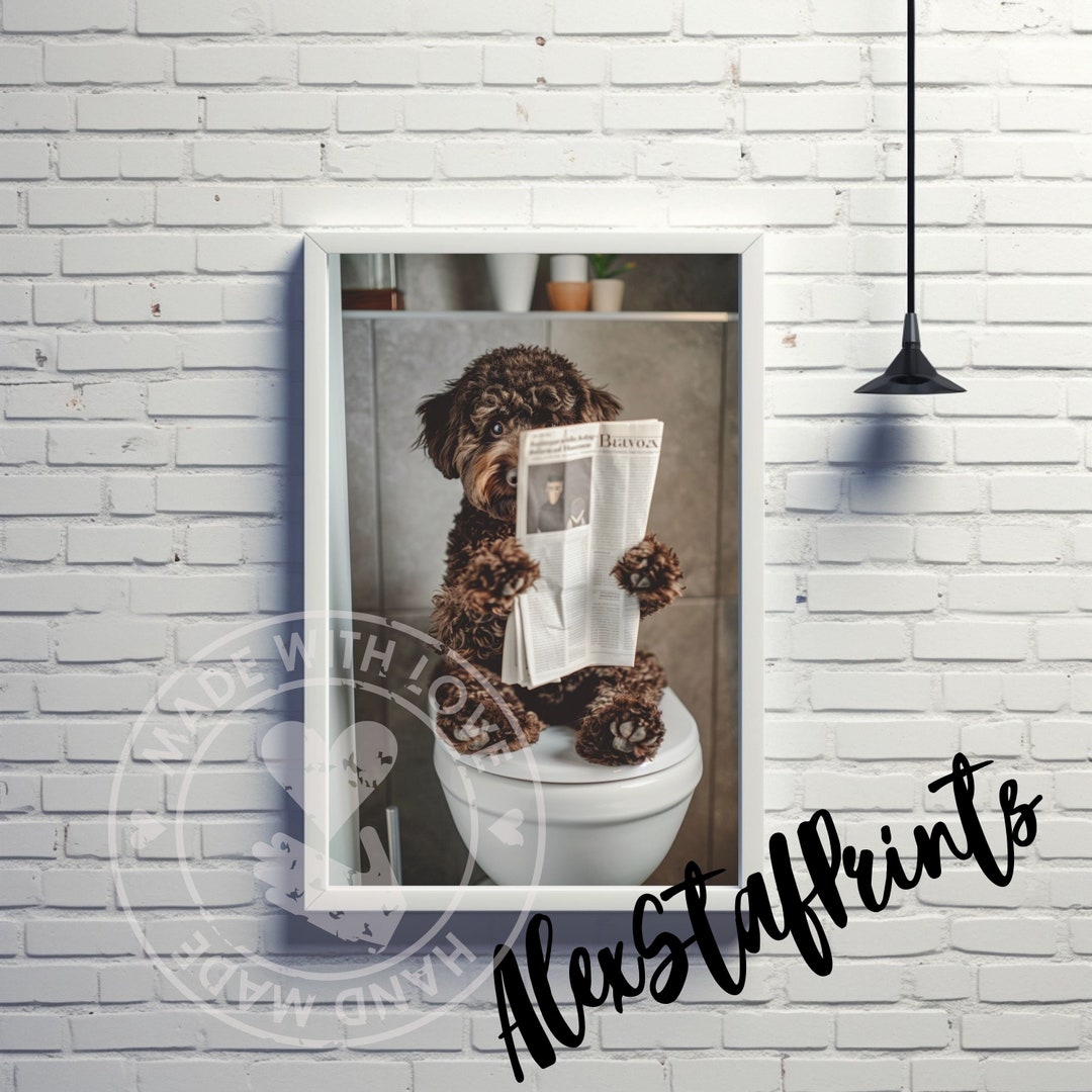 Brown Cockapoo Wall Art, Funny Bathroom Print, Toilet Poster, Bathroom ...