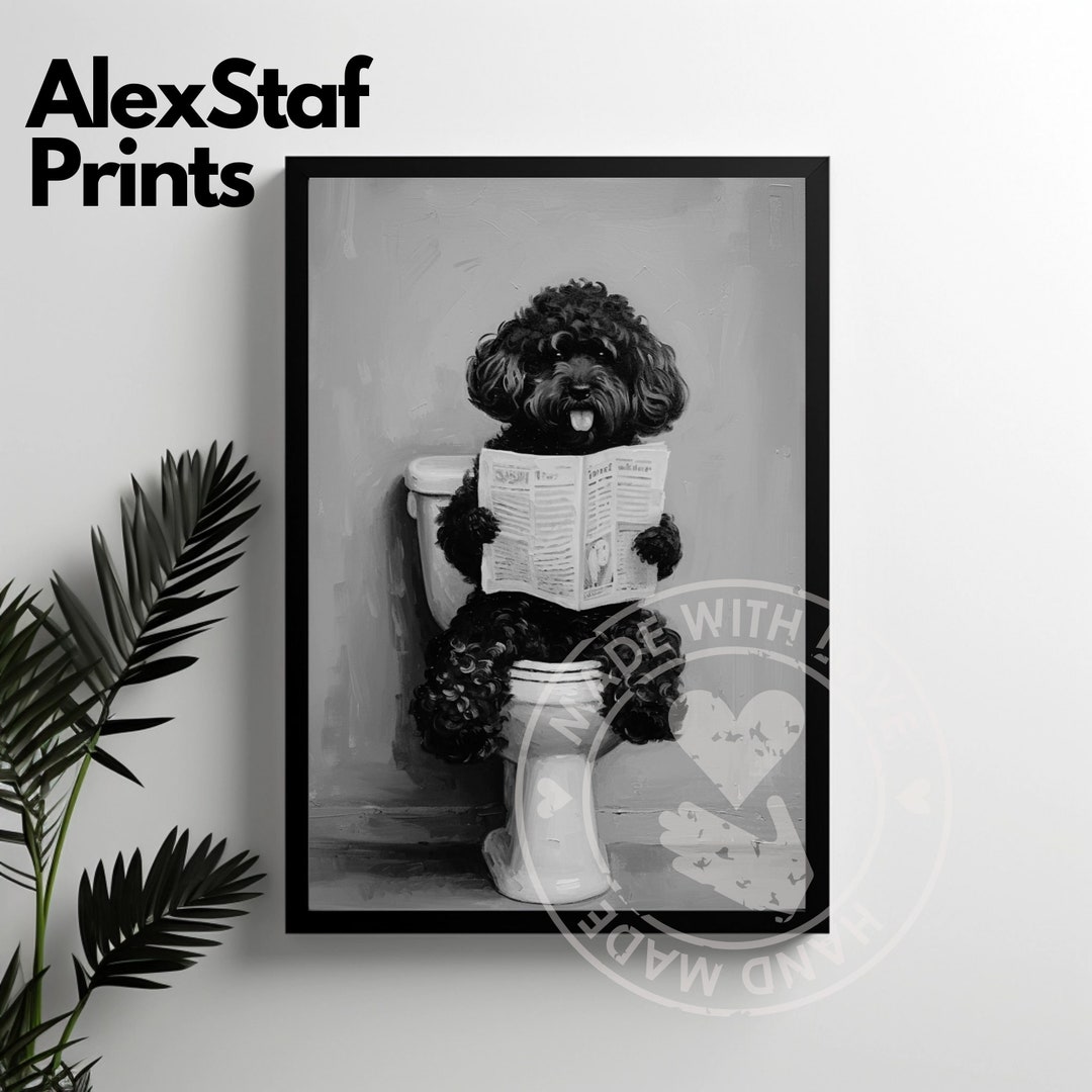 Funny Cockapoo Wall Art, Funny Bathroom Print, Toilet Poster, Bathroom ...