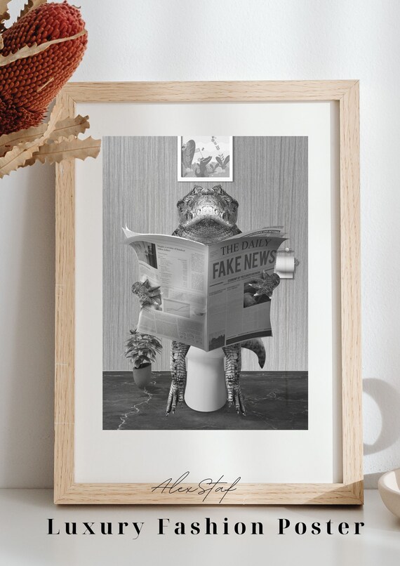 Alligator Wall Art Funny Bathroom Print Alligator Toilet - Etsy