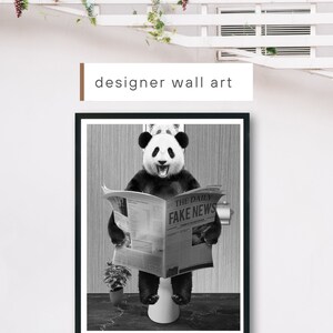FUNNY BATHROOM PRINT Panda, Panda in Toilet,kids Bathroom Print Panda ...