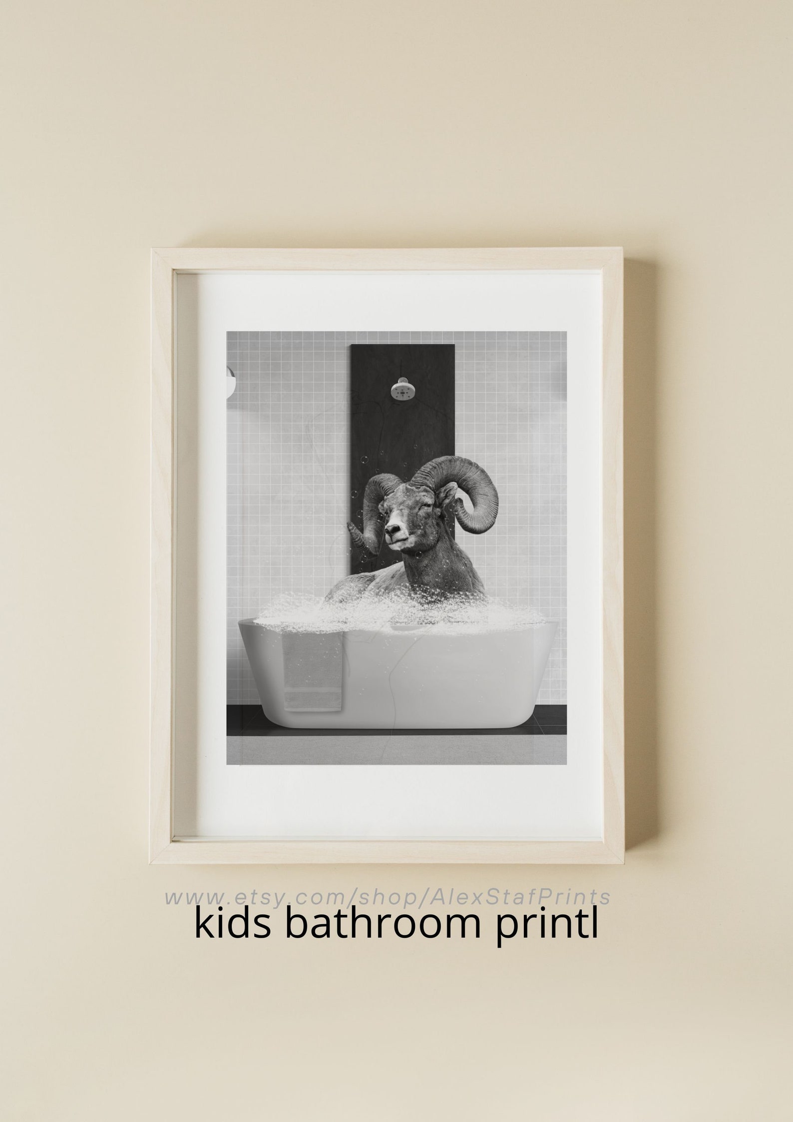 Bathroom Prints, Sheep in Bathtub Print, Sheep on Toilet Art, Funny ...