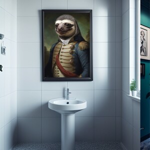 Sloth Napoleon Painting .sloth Wall Art, Funny Bathroom Print, Poster ...