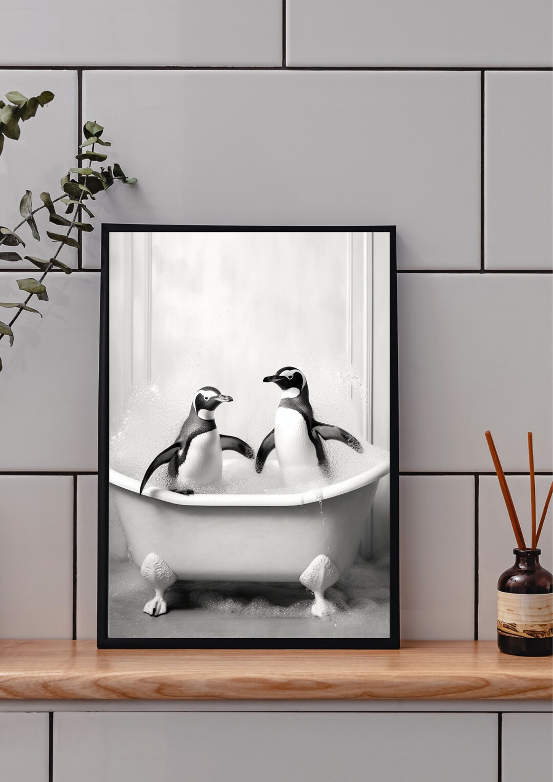 Adorable Penguins in Tub Printable Wall Art | Penguin Photo | Penguin ...