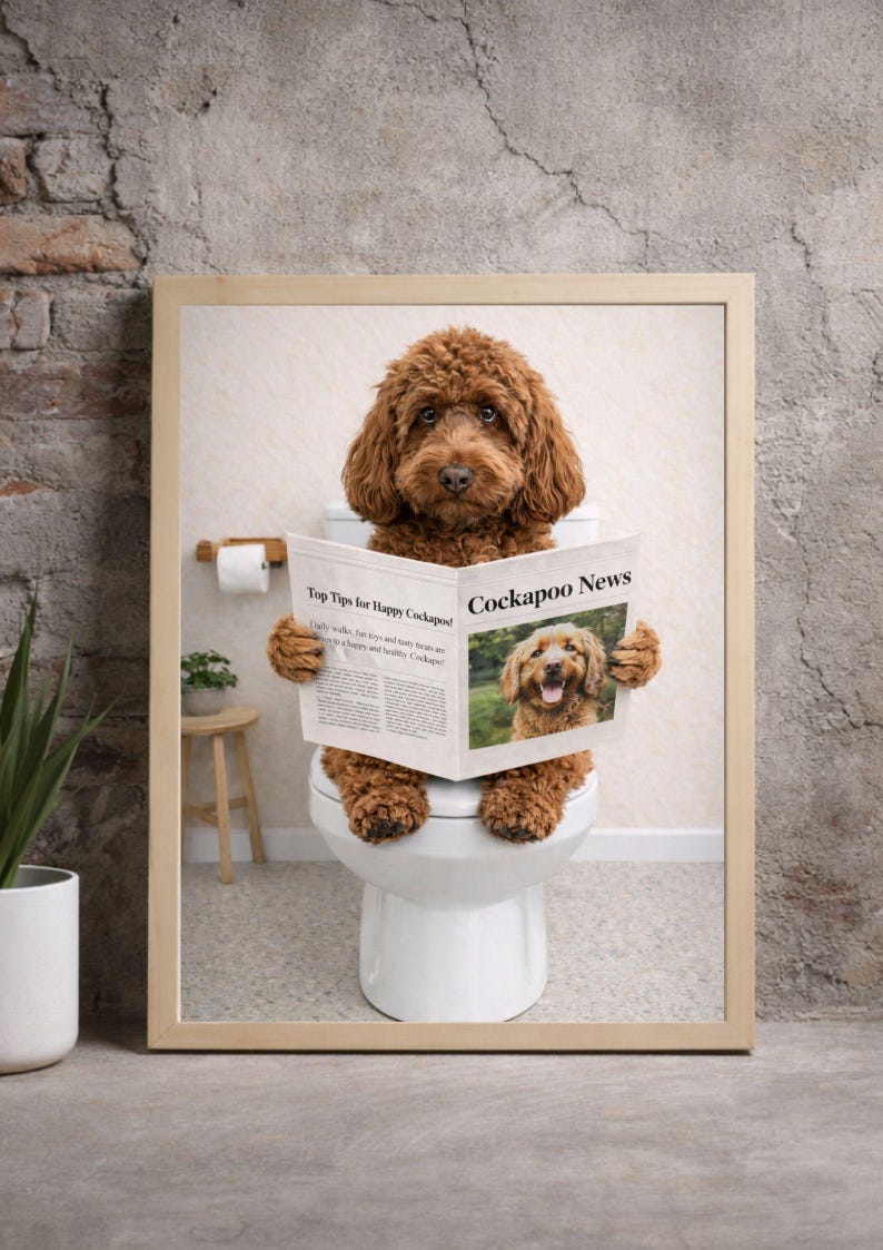 Funny Cockapoo Wall Art Bathroom Dog Printable Poster Decor (digital ...