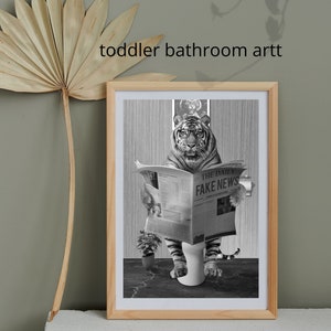 Tiger in Bathroom Printable, Bathroom Tiger, Funny Bathroom Print ...