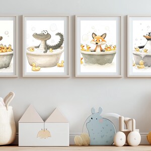 5 Digital Animal Posters for Kids' Bathroom - Cute and Fun Wall Art for ...