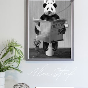 FUNNY BATHROOM PRINT Panda, Panda in Toilet,kids Bathroom Print Panda ...