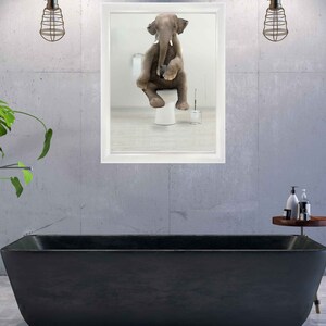 Elephant Sitting on Toilet, Bathroom Humor, Funny Bathroom Print ...