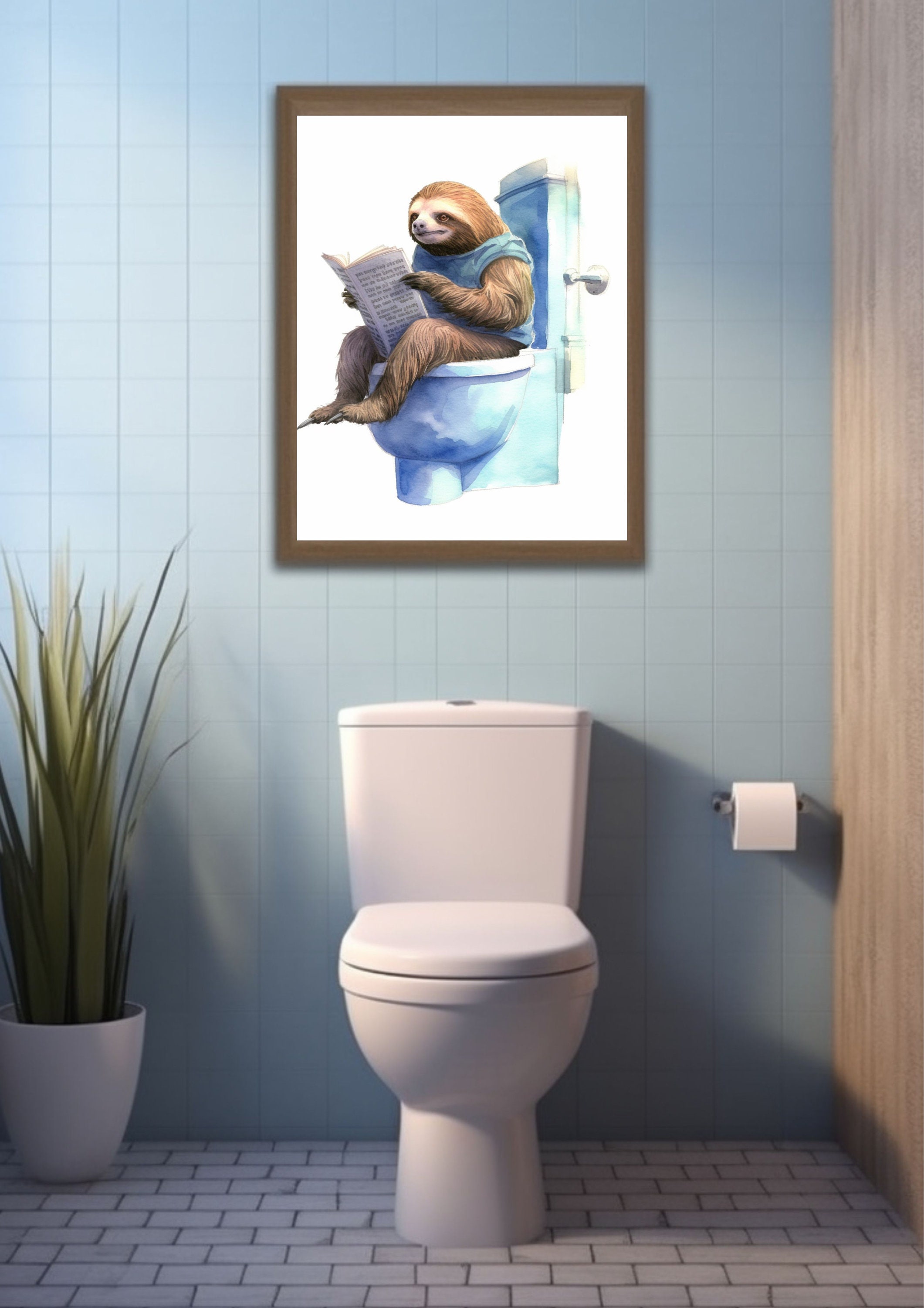 Sloth Sitting on the Toilet Reading a Newspaper Funny - Etsy