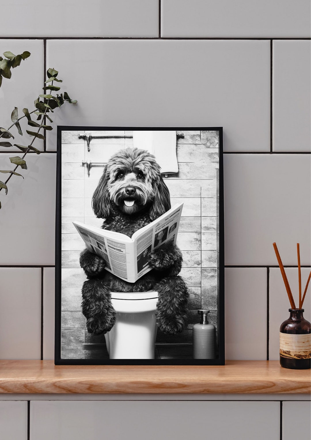 Funny Cockapoo Black Wall Art, Funny Bathroom Print, Toilet Poster ...