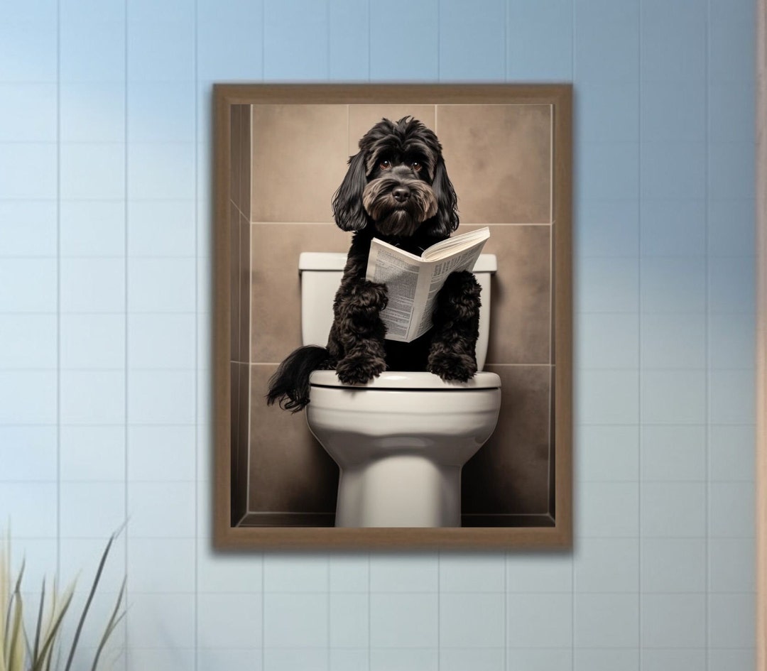 Black Cockapoo Wall Art, Funny Bathroom Print, Toilet Poster, Bathroom ...
