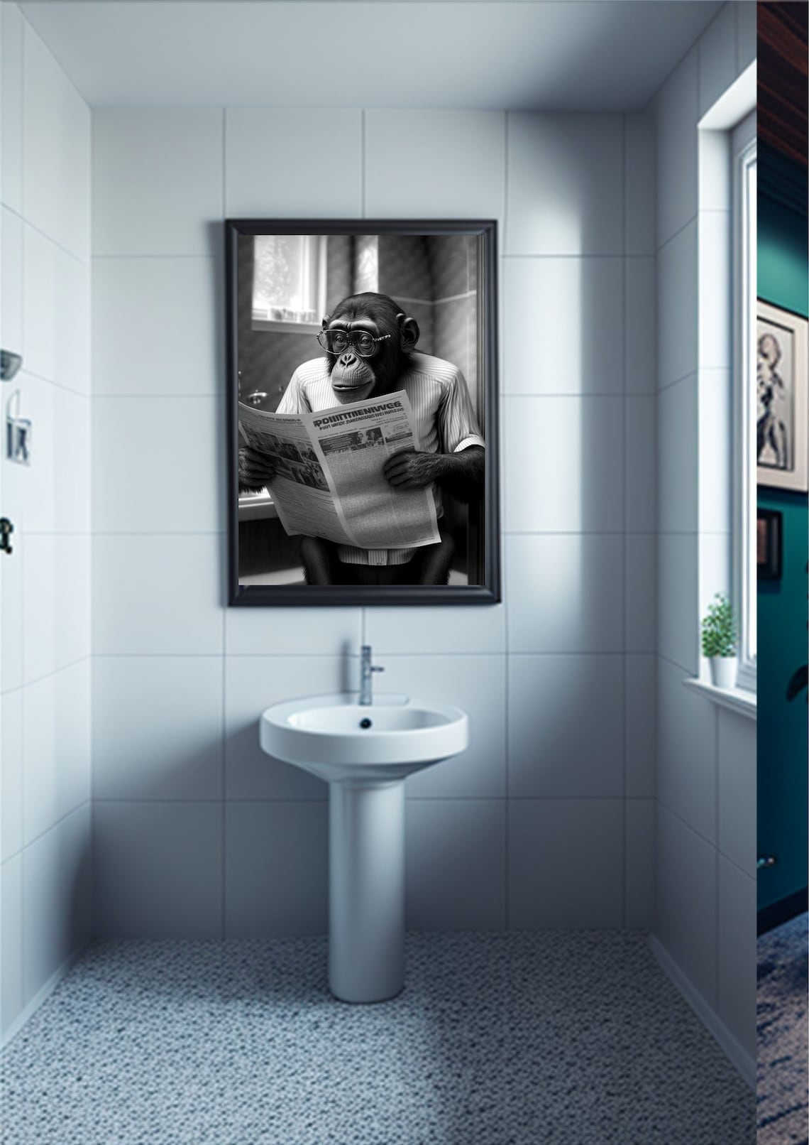 Monkey on Toilet Funny Bathroom Printable Safari Animal Art - Etsy
