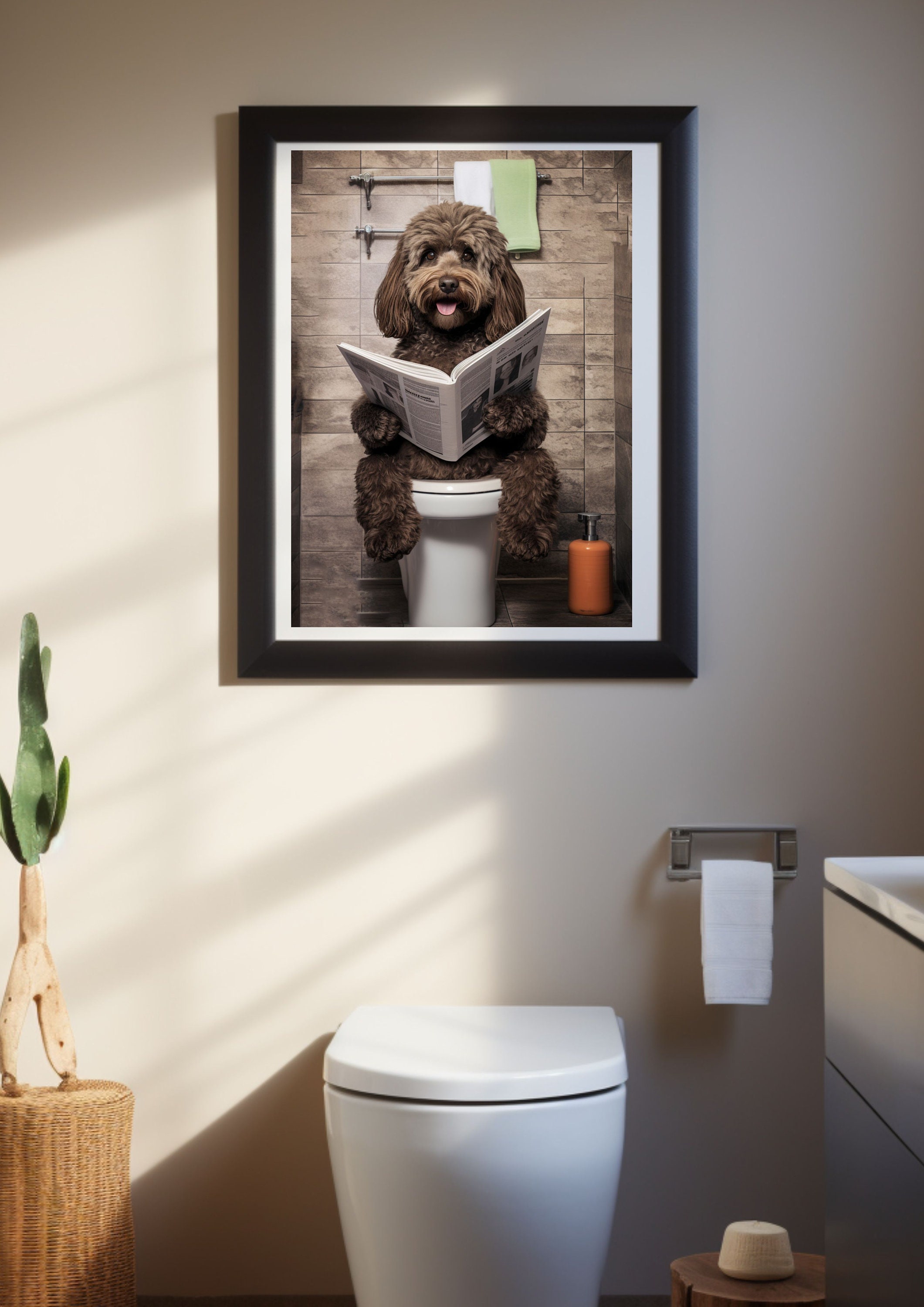 Funny Cockapoo Wall Art, Funny Bathroom Print, Toilet Poster, Bathroom ...