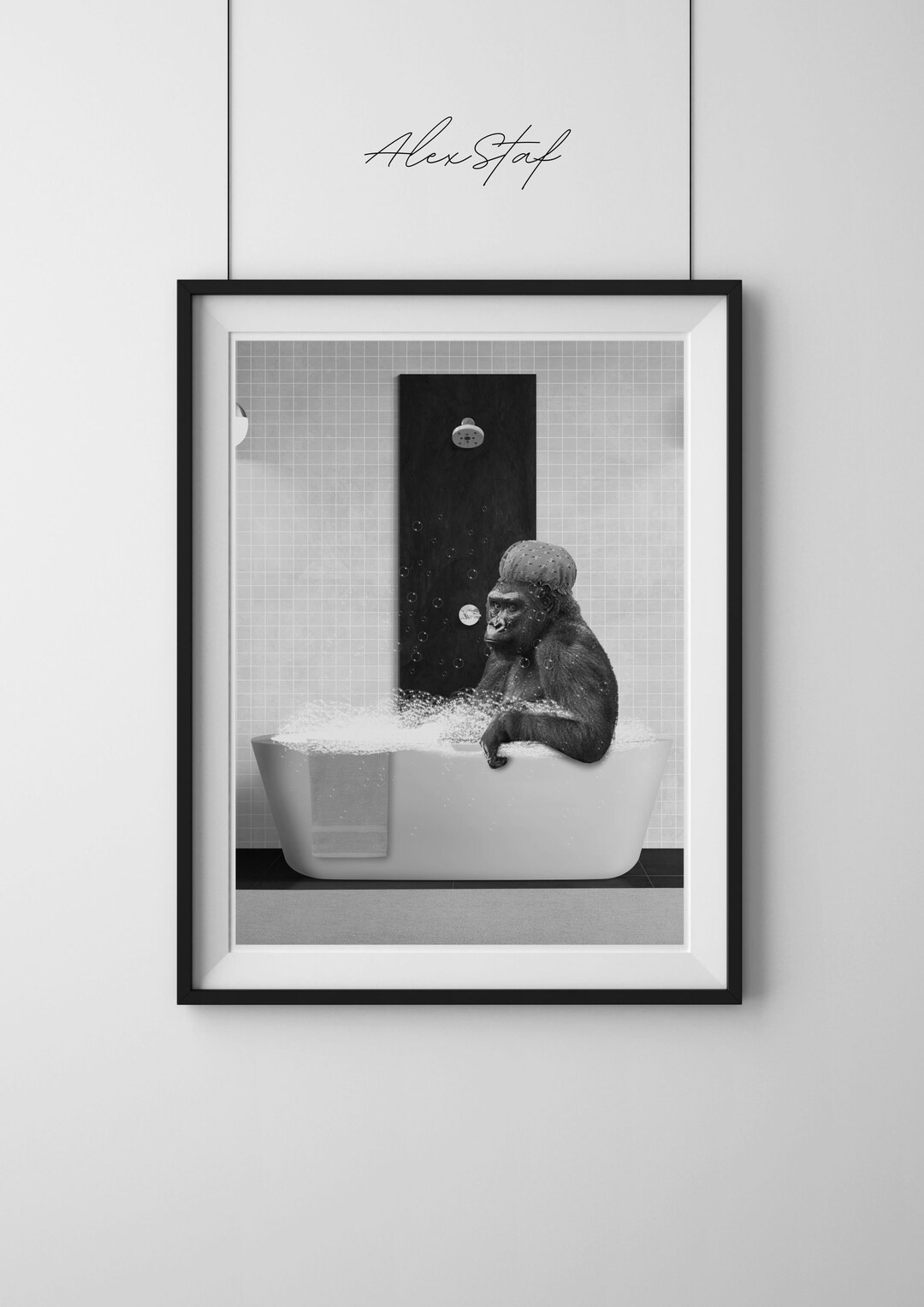 Bathroom Art, Gorilla, Bathroom Wall Art, Bathroom Kids Art, Bathroom ...