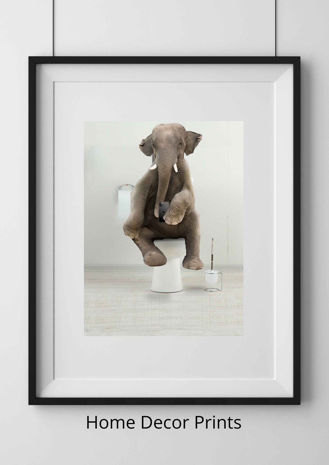 Elephant Sitting on Toilet Bathroom Humor Funny Bathroom - Etsy