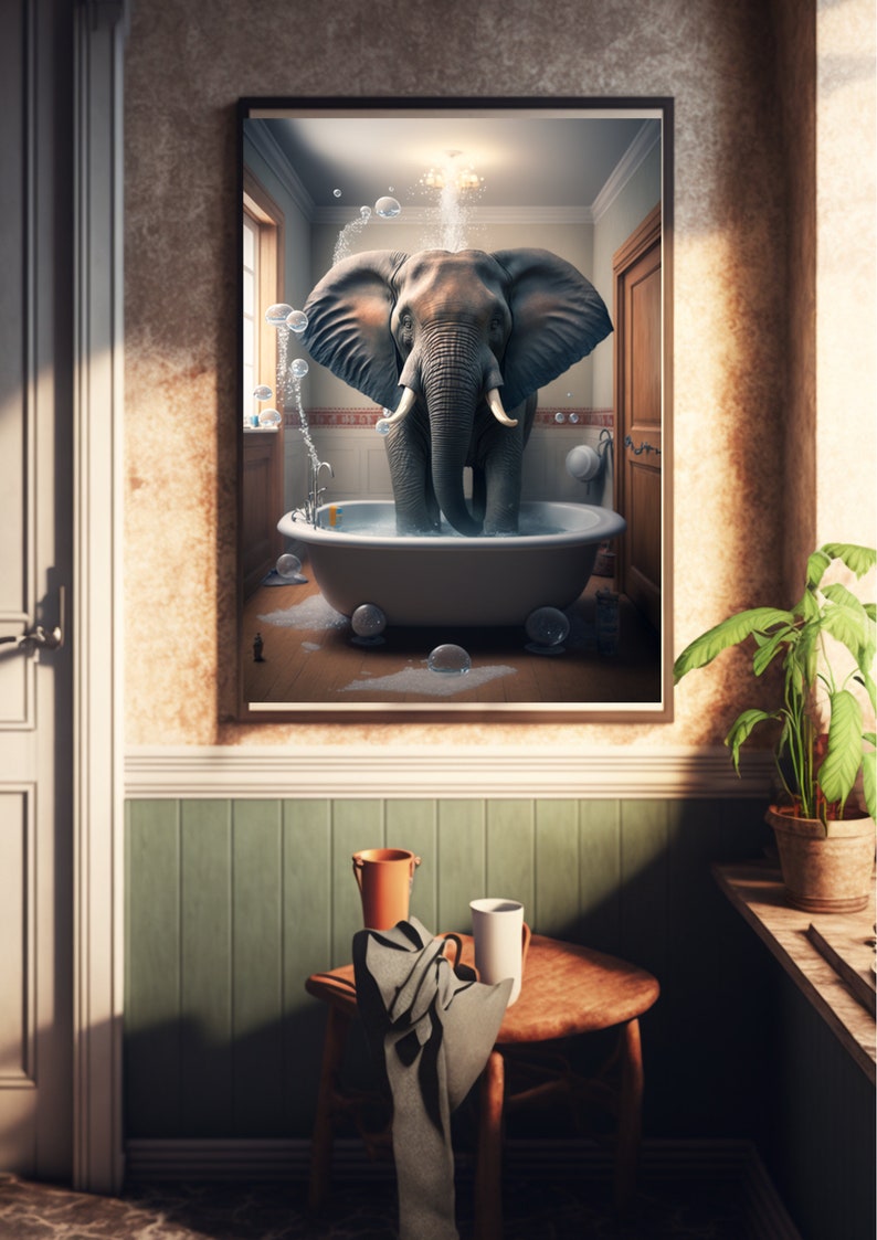 Bathroom Art Elephant Wall Art Bathroom Wall Art Bathroom - Etsy