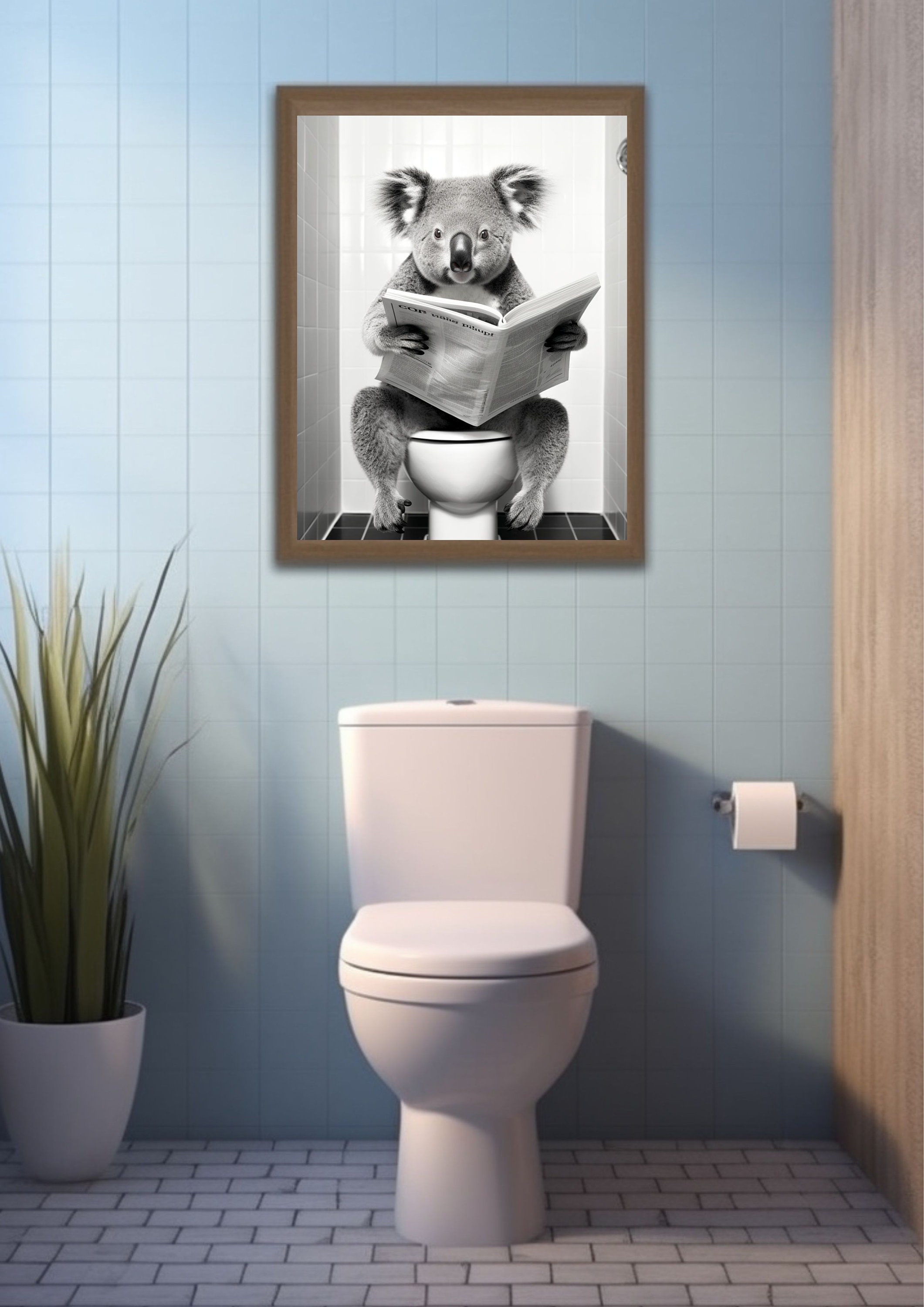 Koala Bear Sitting on the Toilet Reading a Newspaper Funny - Etsy