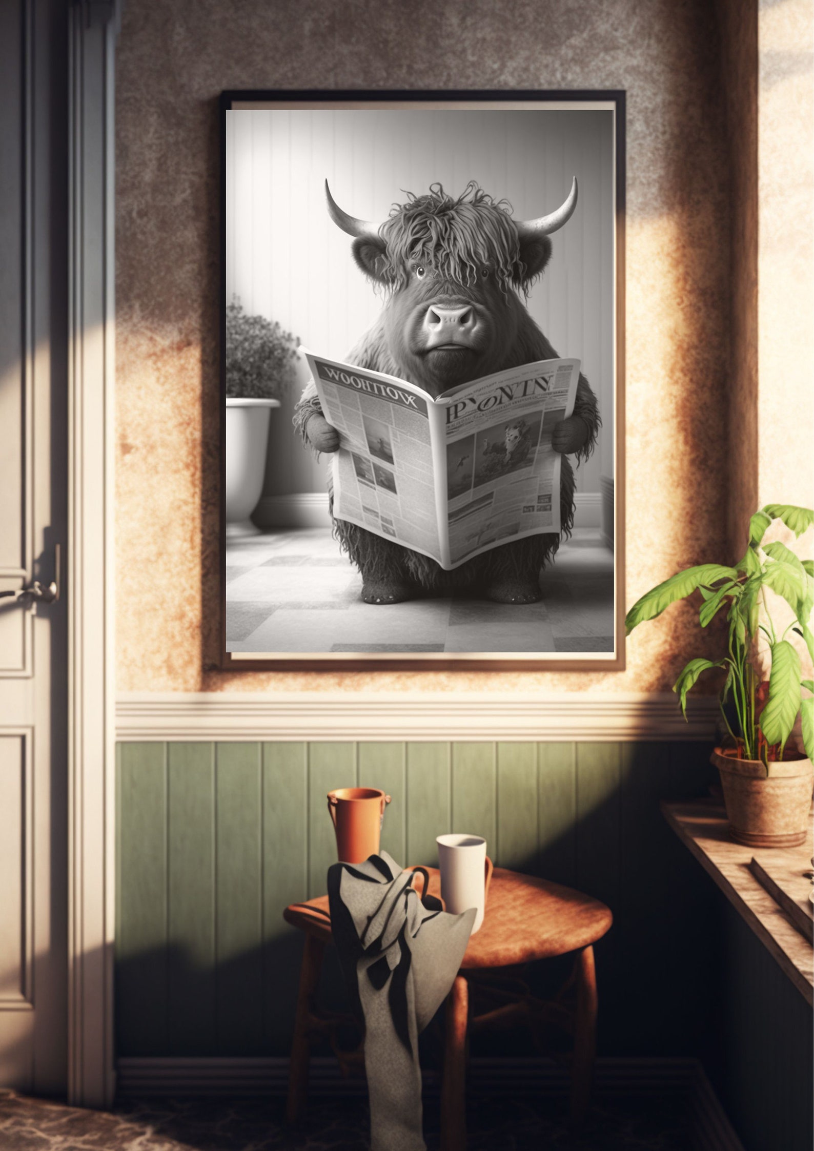Scottish Highland Cow in Bathroom Bathroom Humor Funny - Etsy