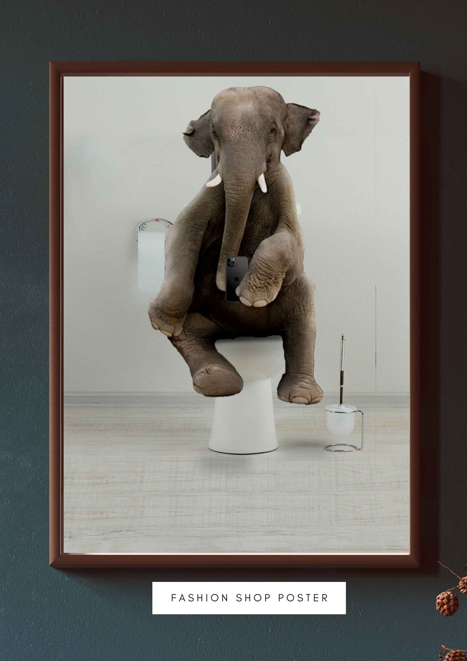 Elephant Sitting on Toilet Bathroom Humor Funny Bathroom - Etsy