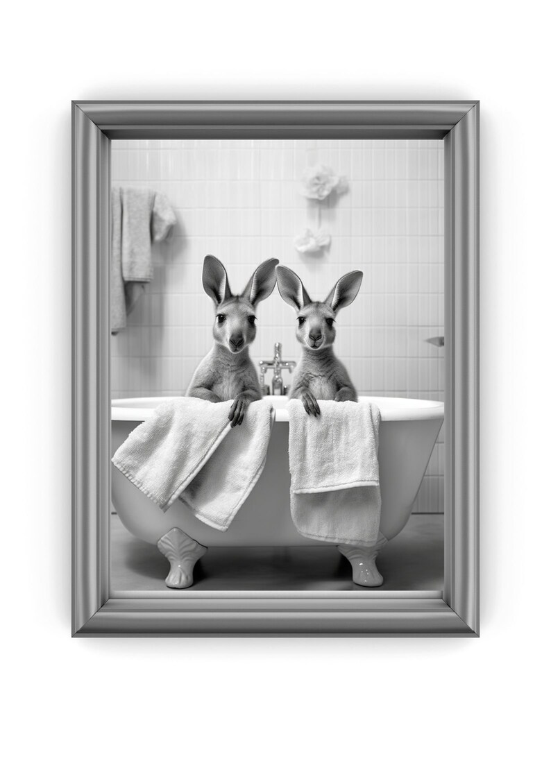 Cute Kangaroos in Tub Printable Wall Art, Kangaroo Photo, Kangaroo Art ...
