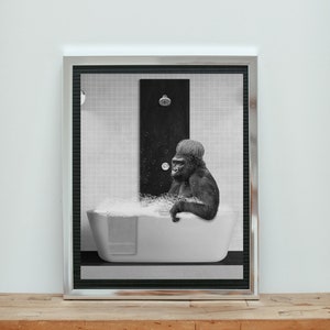 Bathroom Art, Gorilla, Bathroom Wall Art, Bathroom Kids Art, Bathroom ...
