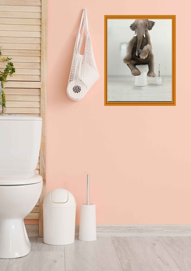 Elephant Sitting on Toilet Bathroom Humor Funny Bathroom - Etsy