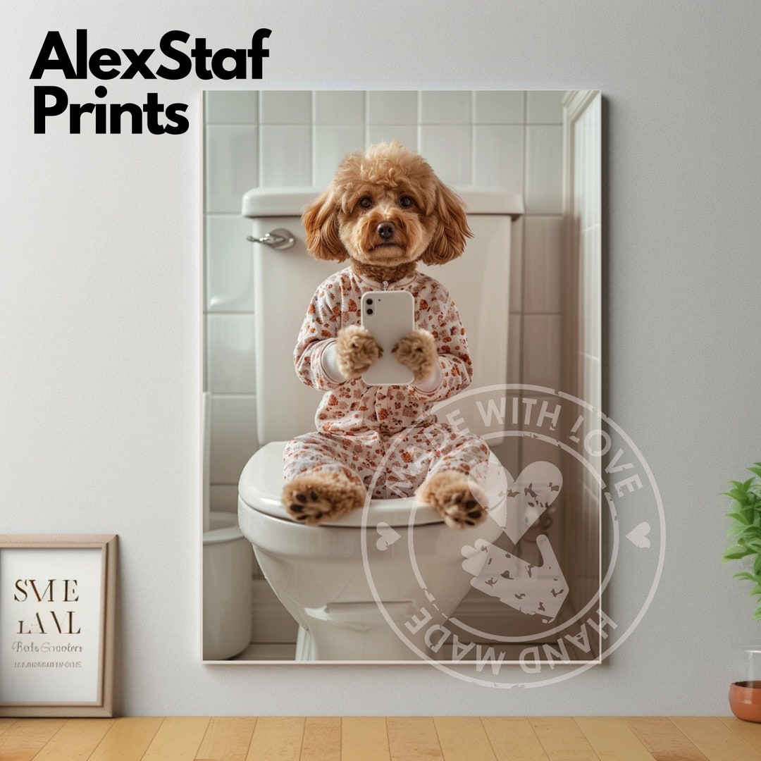 Funny Cockapoo Wall Art, Funny Bathroom Print, Toilet Poster, Bathroom ...