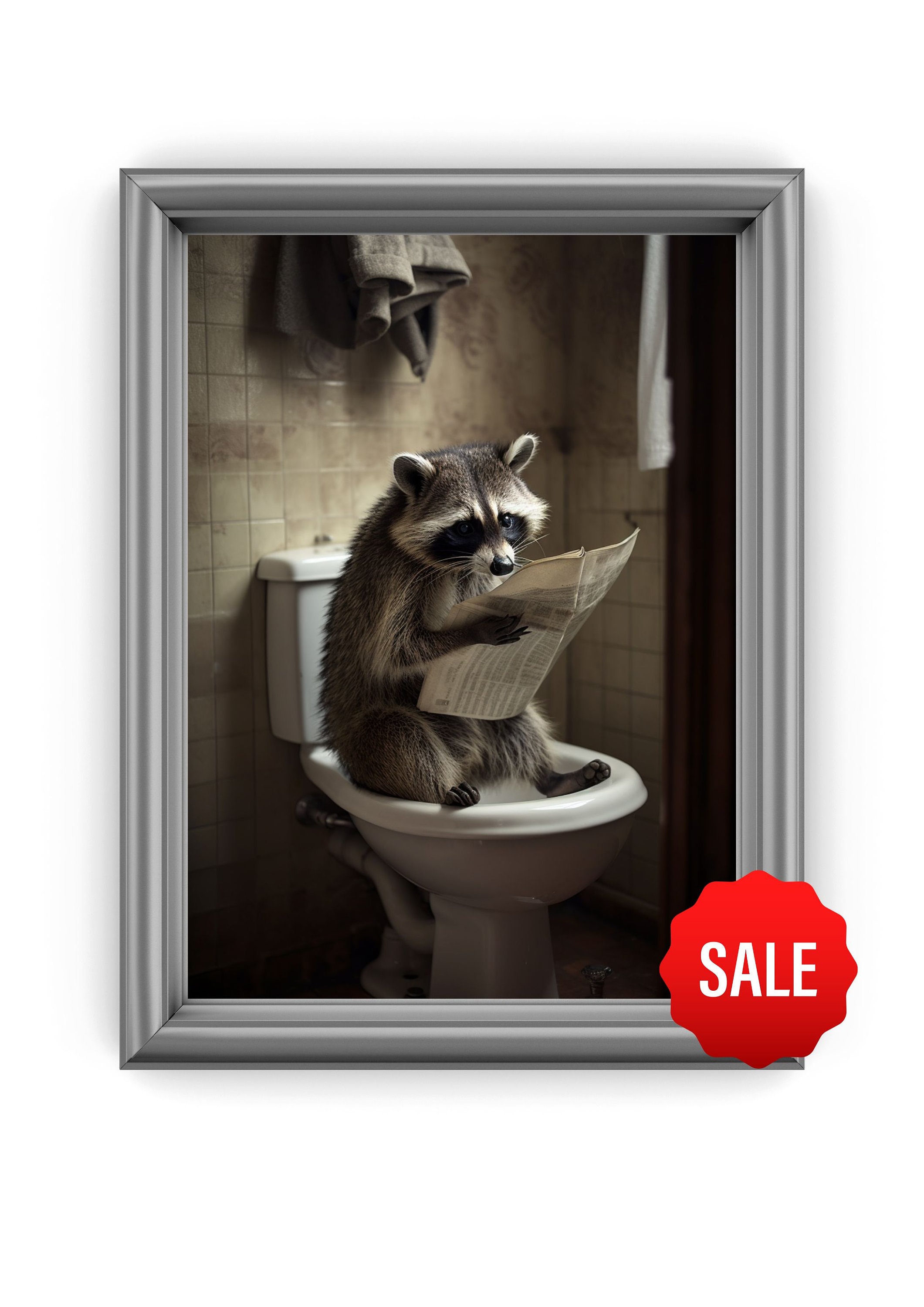 Toilet Humor /raccoon in Toilet Print.bathroom Art, Raccoon, Bathroom ...