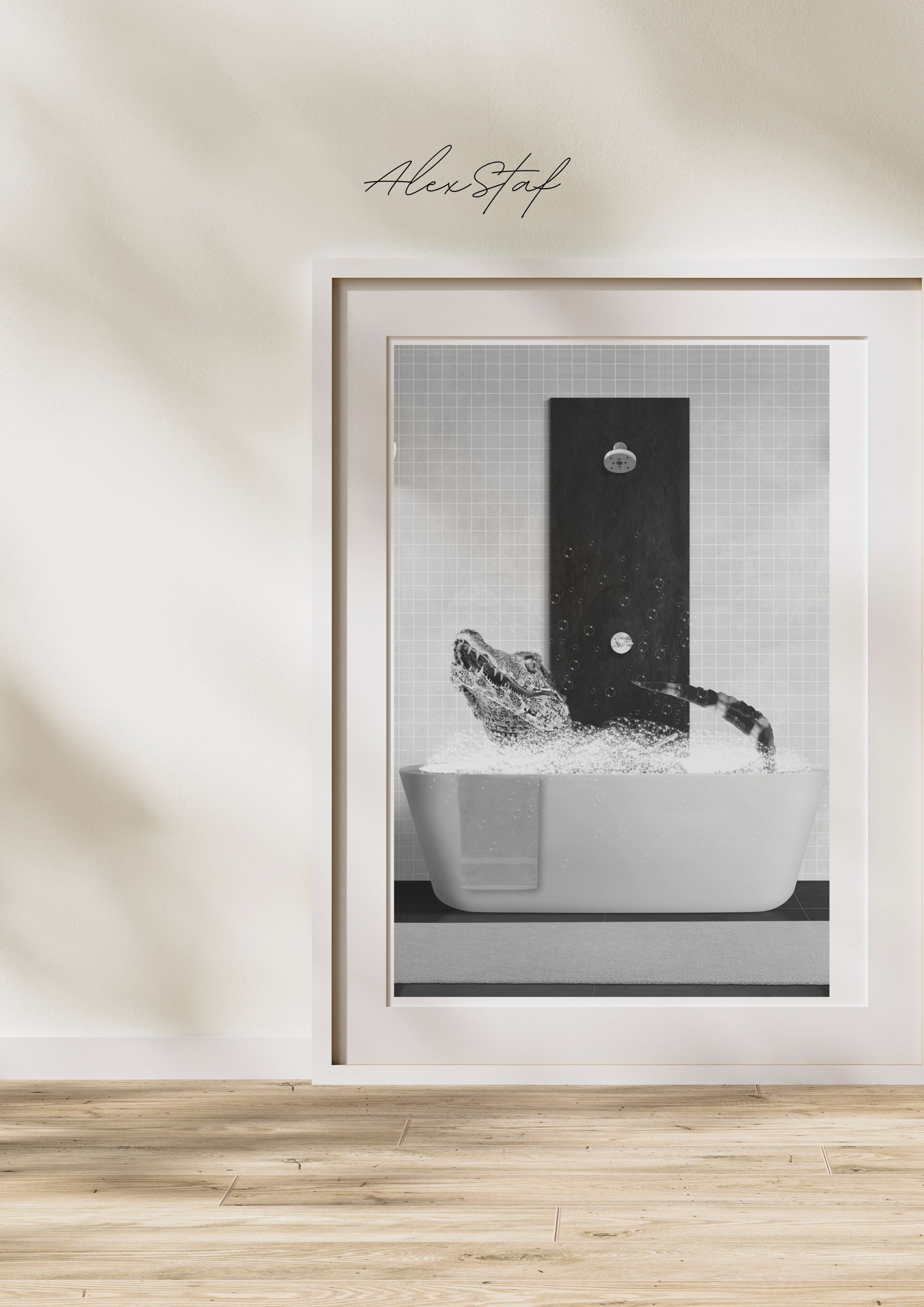 Alligator in the Bathroom Alligator Bathing Funny Bathroom - Etsy