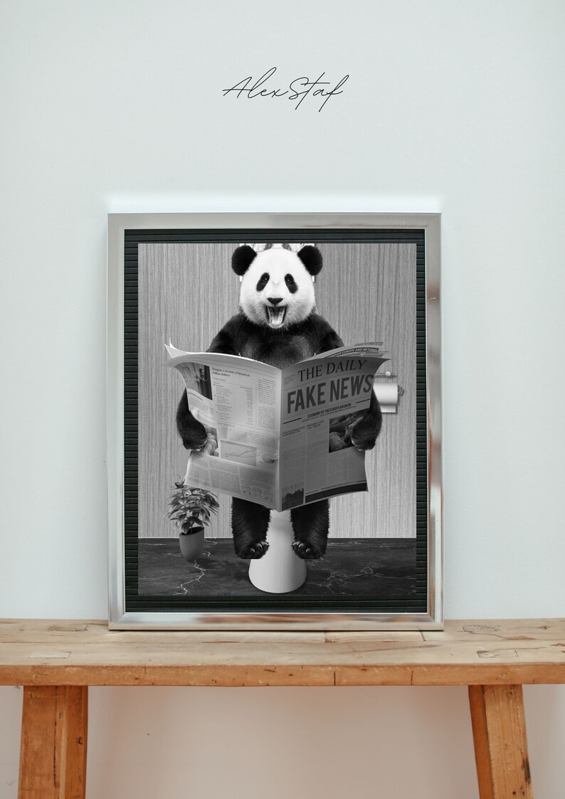 FUNNY BATHROOM PRINT Panda Panda in Toiletkids Bathroom - Etsy