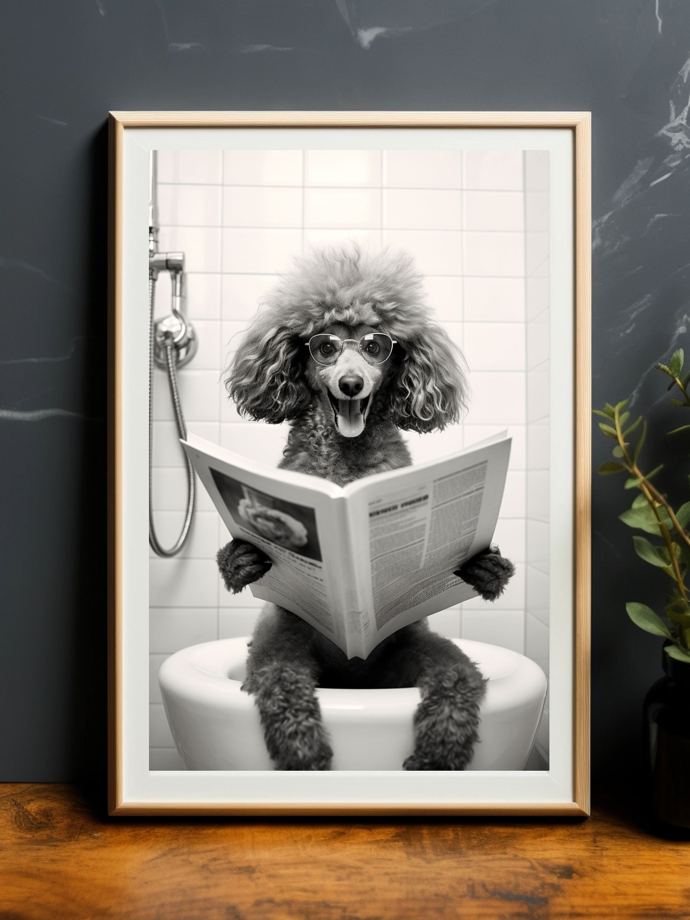 Poodle Art, Funny Bathroom Print, Toilet Poster, Bathroom Art, Poodle ...