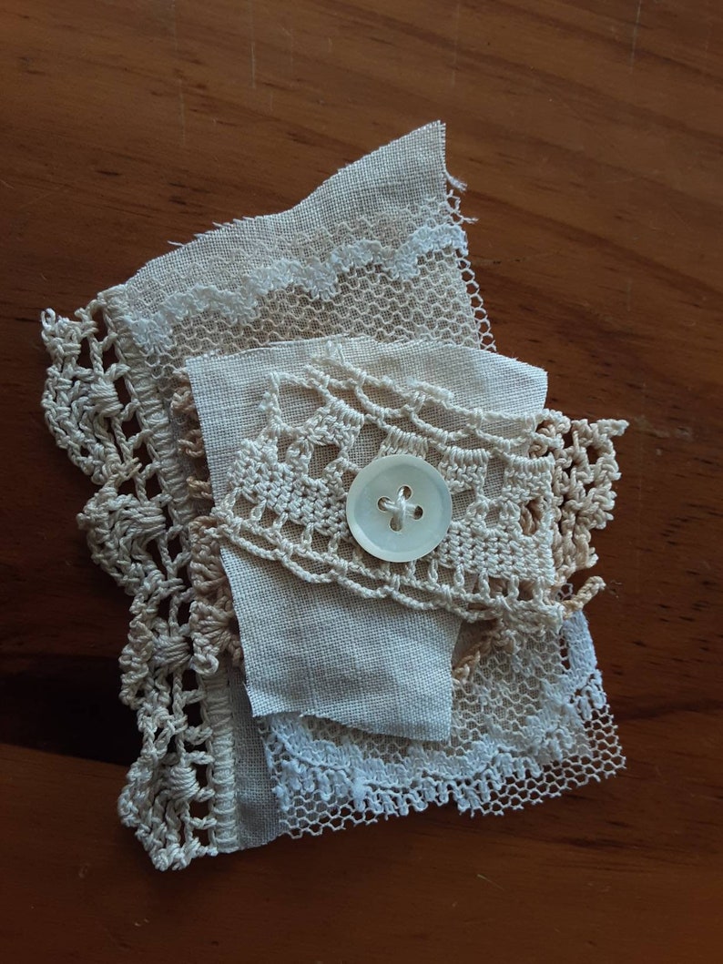 Handmade Vintage Fabric & Lace Clusters With Antique Buttons (pack of 6 ...