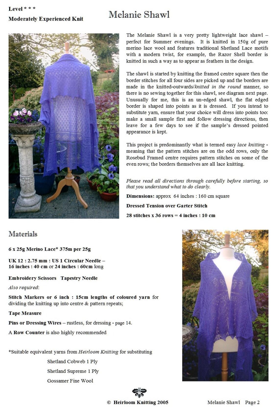 The Melanie Shawl ~ Heirloom Knitting Pdf ~ - Etsy