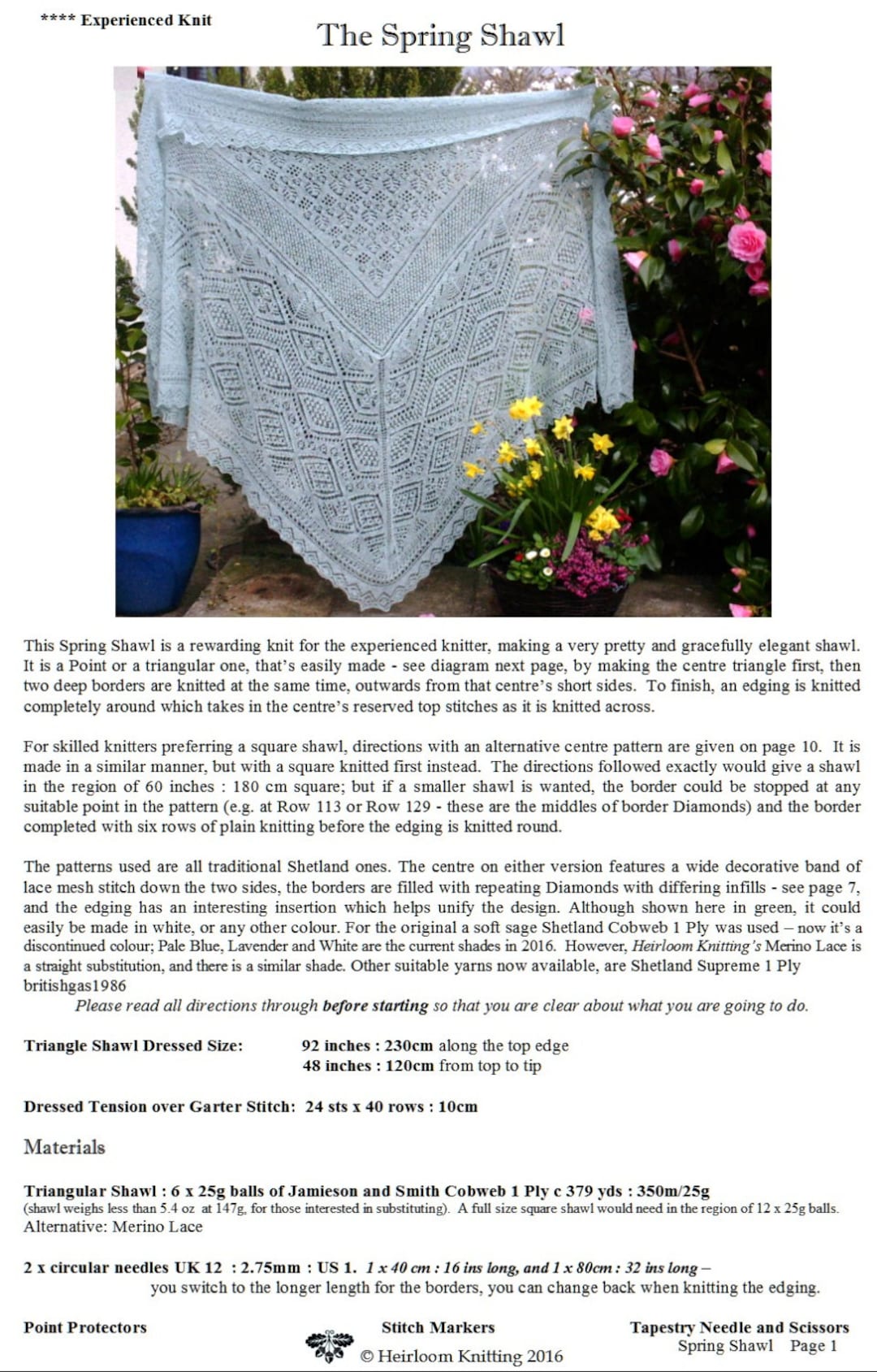 The Spring Shawl ~ Heirloom Knitting Pdf ~ - Etsy