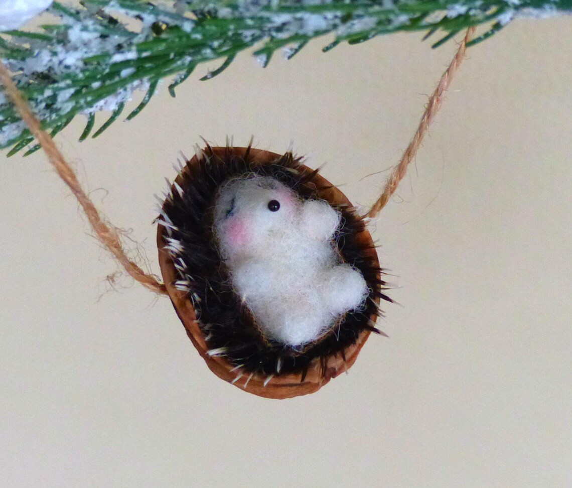 Sleeping Hedgehog in a Walnut Shell Needle Felted Hedgehog - Etsy