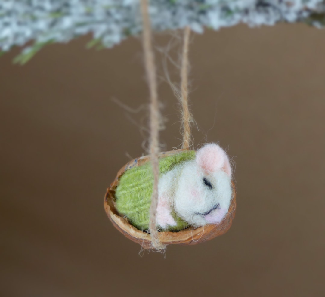 Sleeping Mouse in a Walnut Shell, Needle Felted Ornament, Gift for ...
