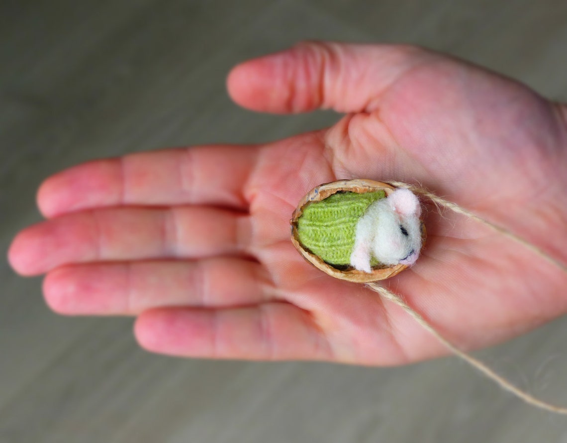 Sleeping Mouse in a Walnut Shell Needle Felted Ornament Gift - Etsy